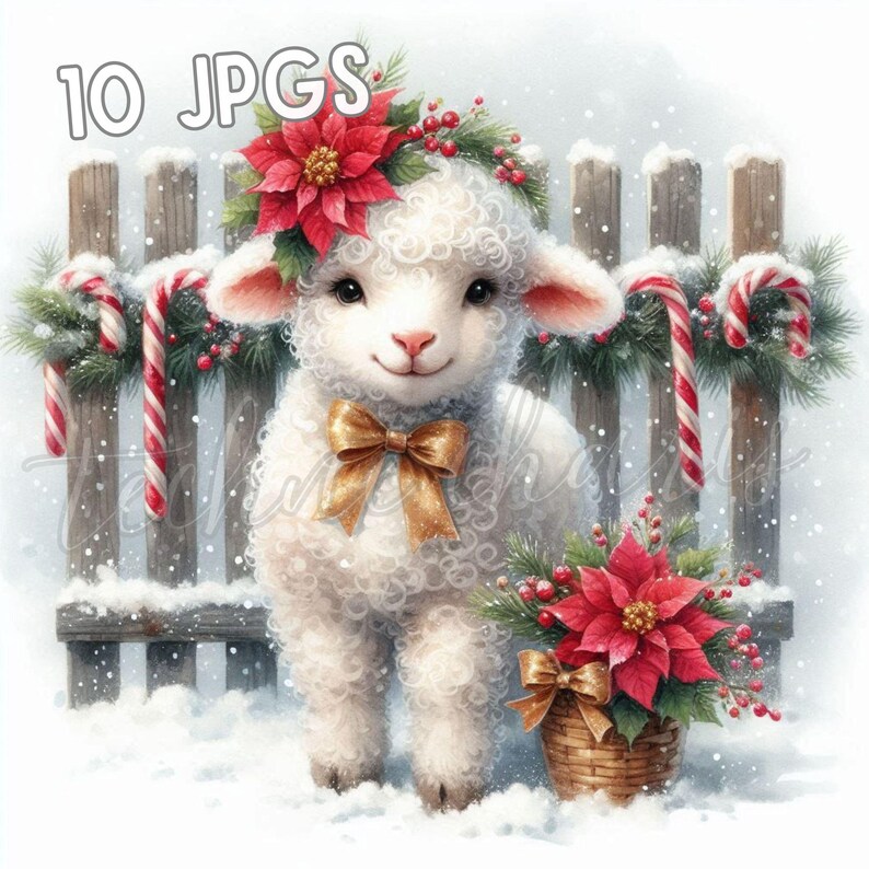 Christmas Animals Clip Art Bundle | 10 High Res Watercolor Jpgs | Cute ...