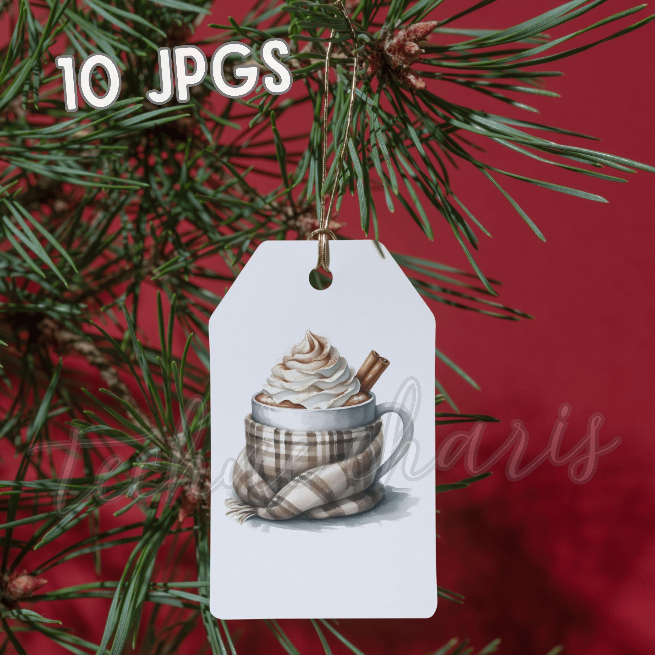 Neutral Christmas Mug Clipart | 10 Watercolor Jpgs | Rustic Holiday ...