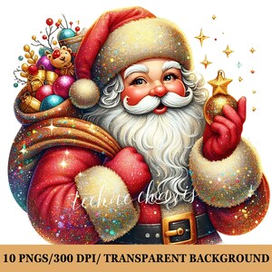 Sparkling Santa Claus Clipart, Winter Clipart, Christmas Clipart, Santa ...