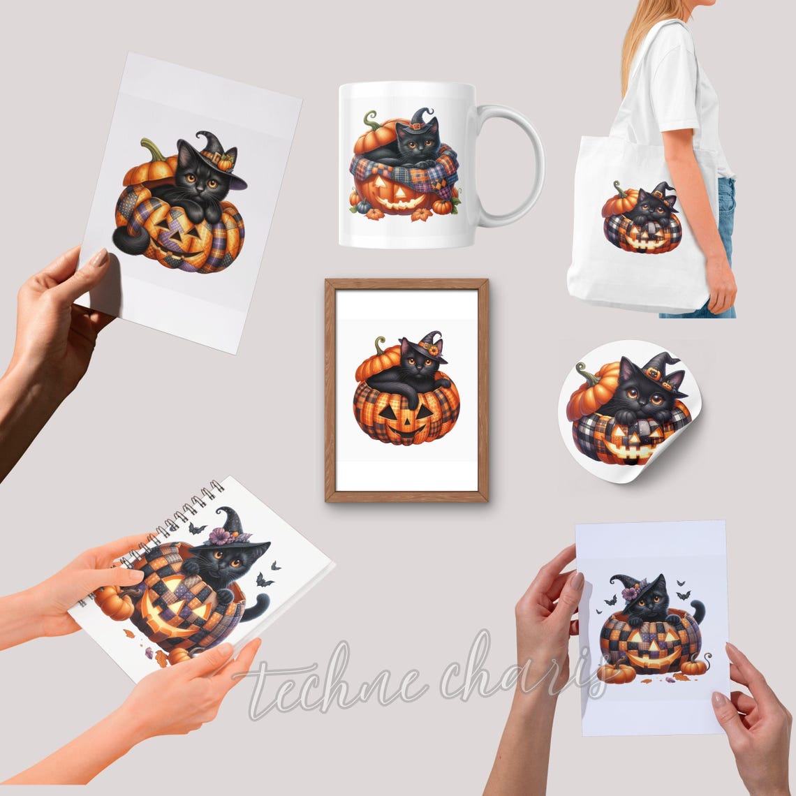 Black Cat Pumpkin Patch PNG | Halloween Witch Kitten Clipart (10 PNG ...