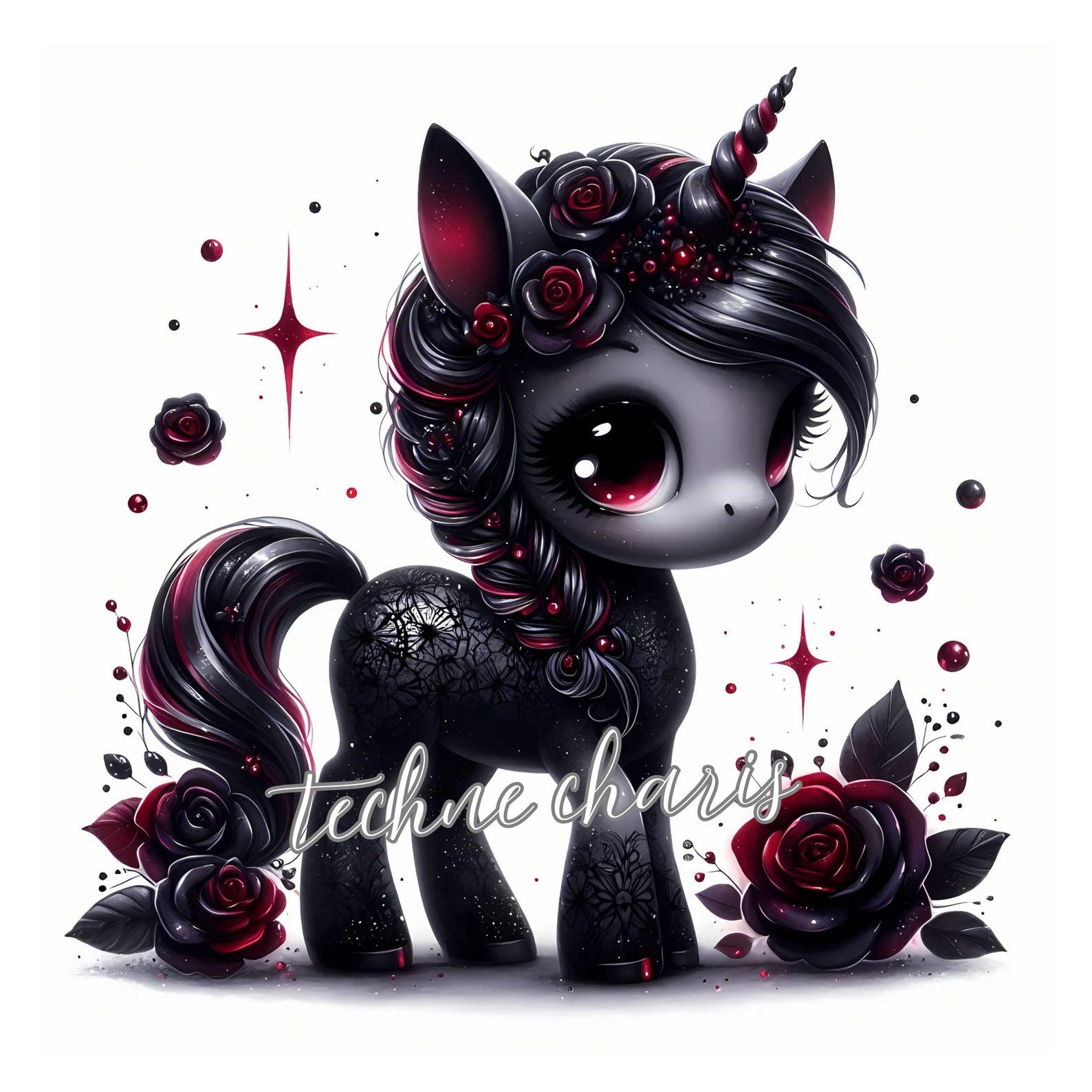 Cute Black Unicorn Clipart | 10 High Quality 300 DPI Jpegs, Commercial ...