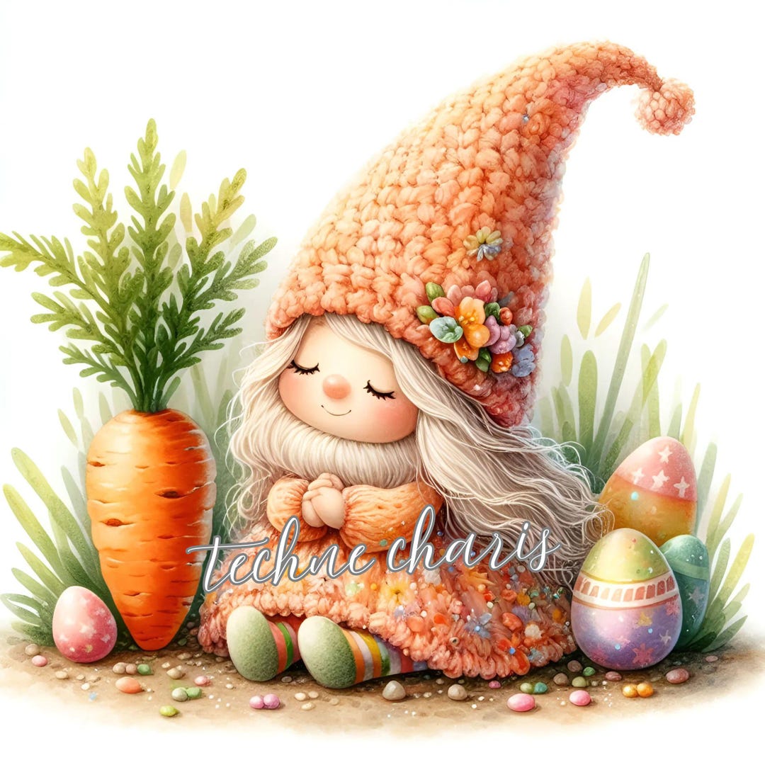 Easter Carrot Gnome Clipart | 10 High-quality 300 DPI Jpegs | Cute ...