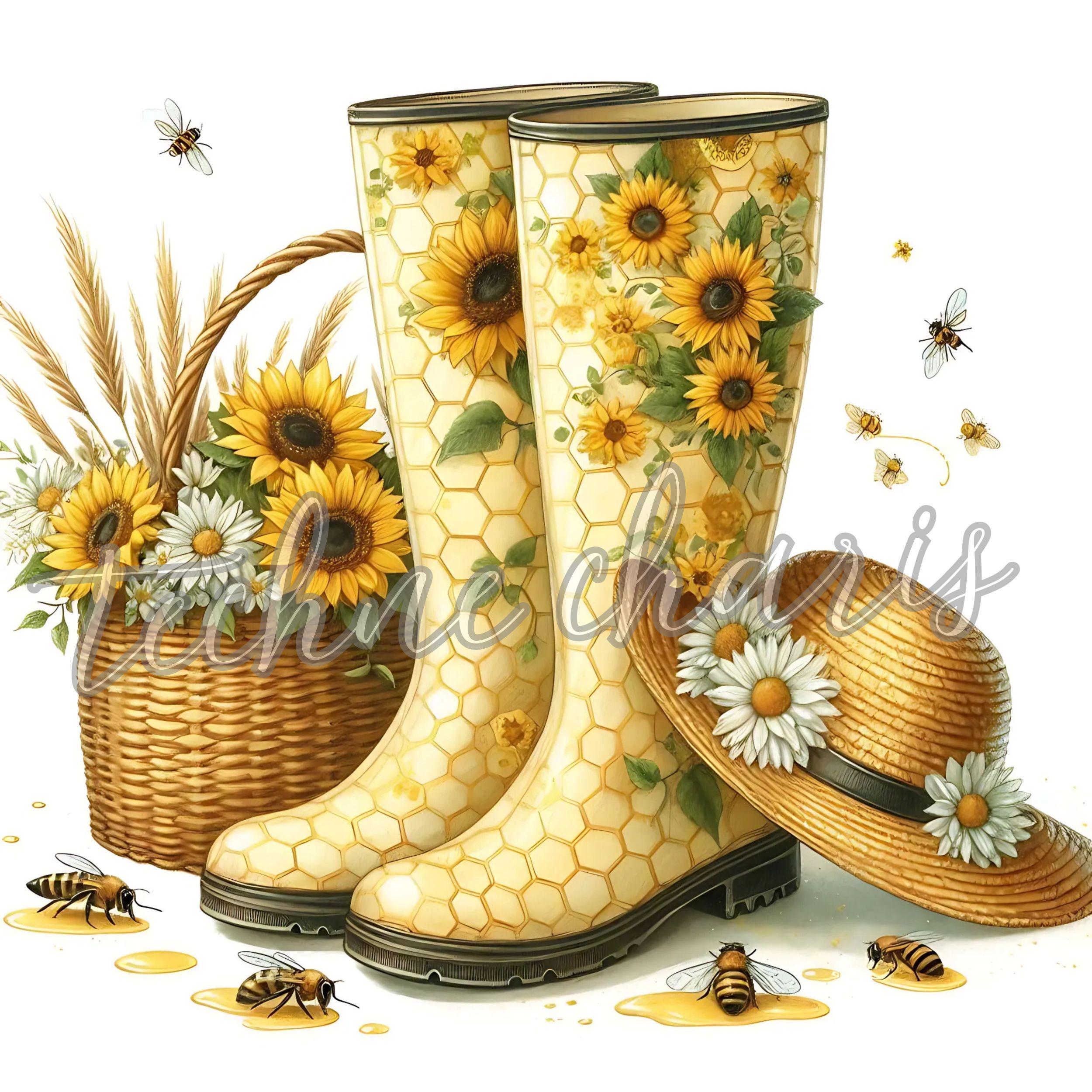 Floral Garden Boots Clipart | 10 High-quality 300 DPI Jpgs | Watercolor ...