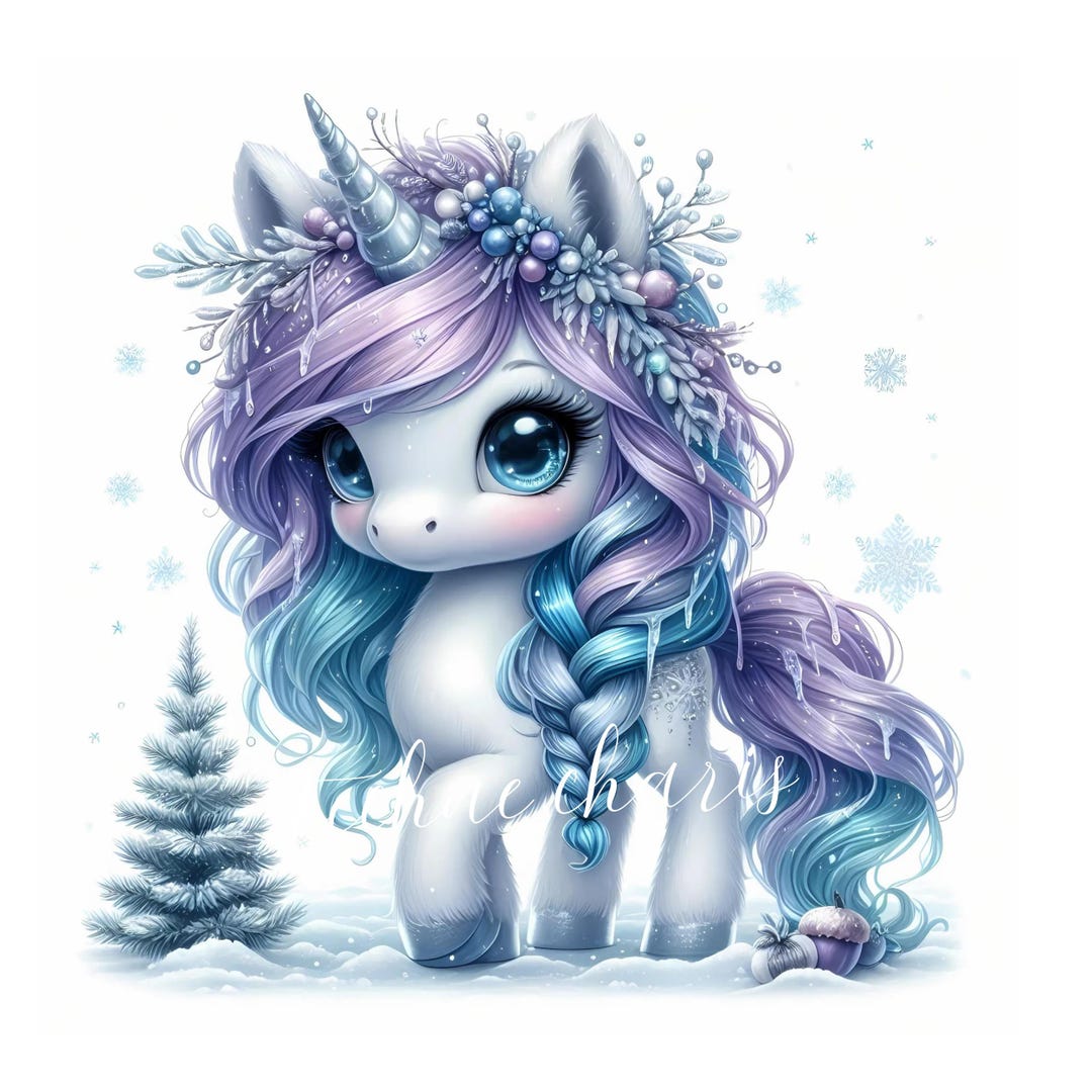 Enchanting Winter Unicorn Clipart 10 High-quality 300 DPI Jpegs Baby ...