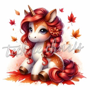 Maple Whirl Autumn Unicorn Clipart | 10 High Quality 300 DPI Jpgs ...