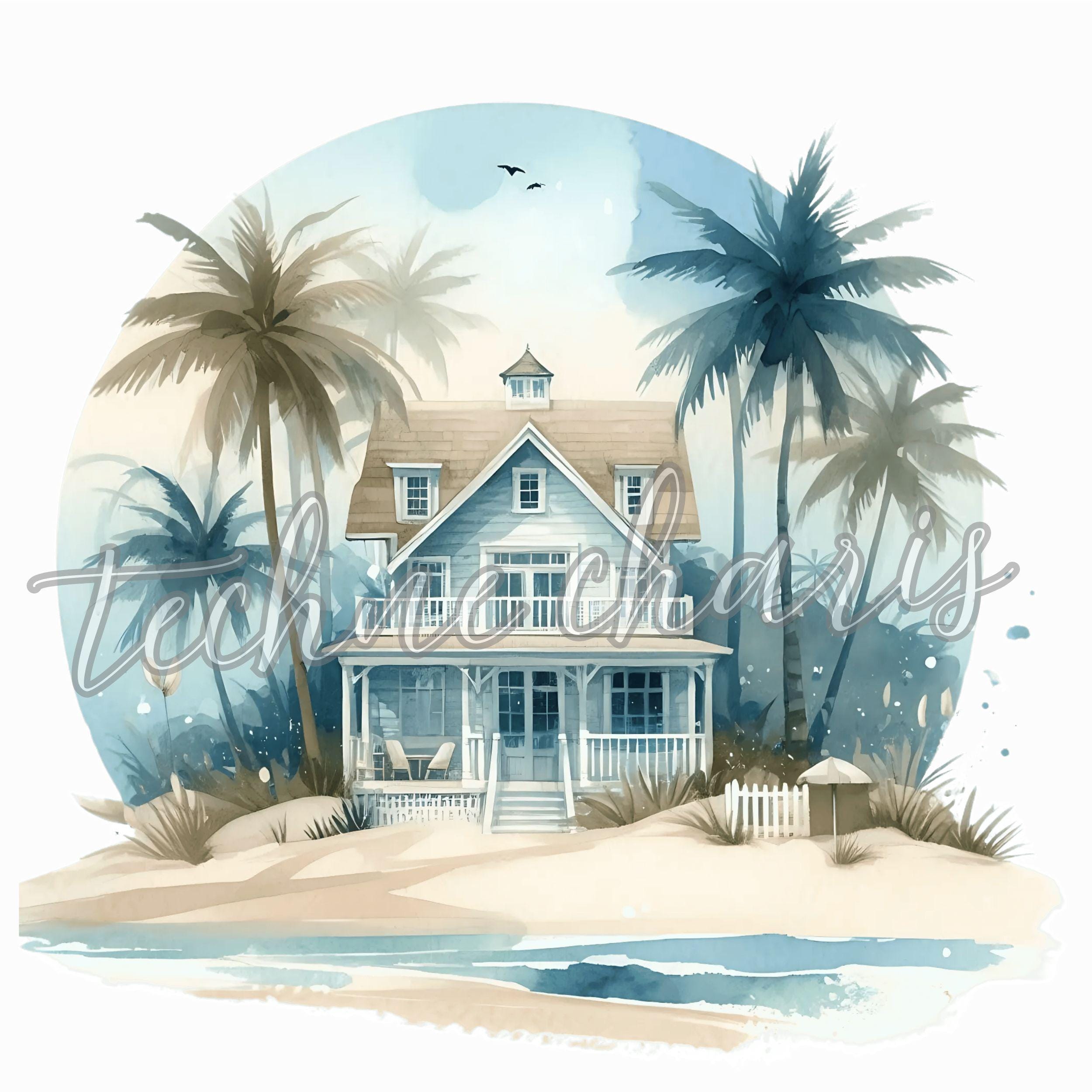 Watercolor Nautical Clipart, 10 Beach Clipart PNG, Summer Clipart ...