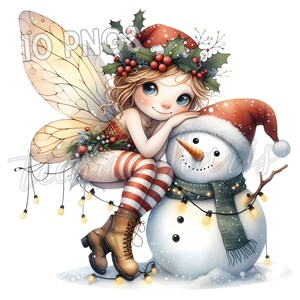 Christmas Fairy PNG Clipart Bundle – 10 Winter Fairy Girls With Snowman ...