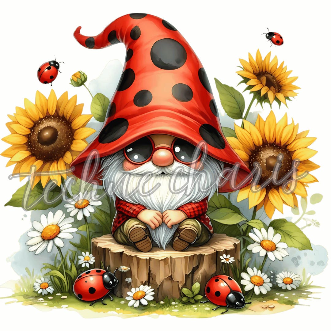 Ladybug Gnome Clipart, 10 High Quality Pngs, Spring Summer Gnome Png ...