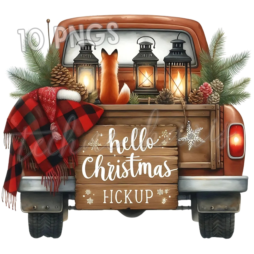Rustic Christmas Truck Clipart, Farmhouse Pickup, 10 Pngs (digital ...