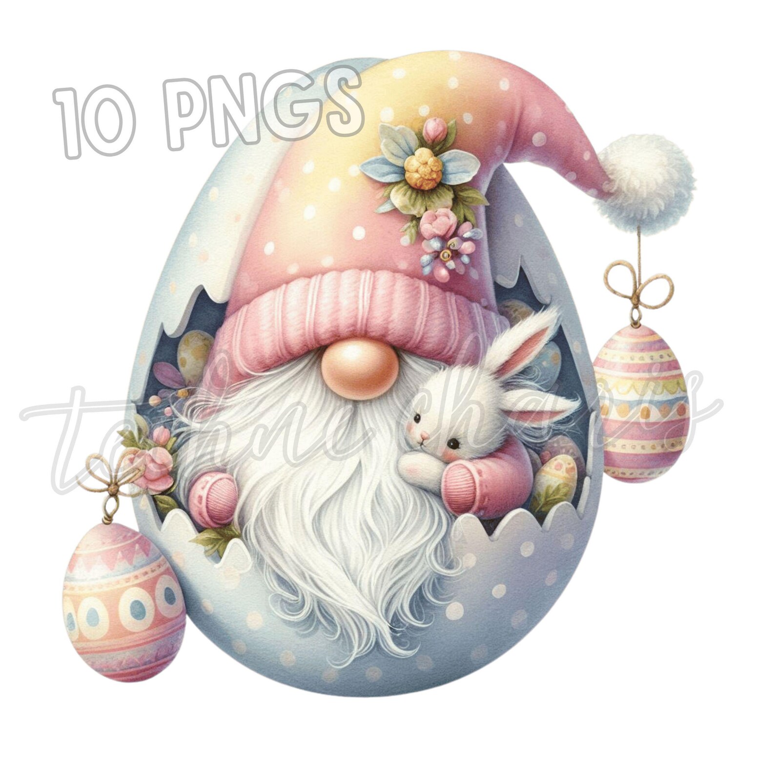 Easter Egg Gnome Clipart – Spring Gnome PNG Set for Cards & Invitations ...