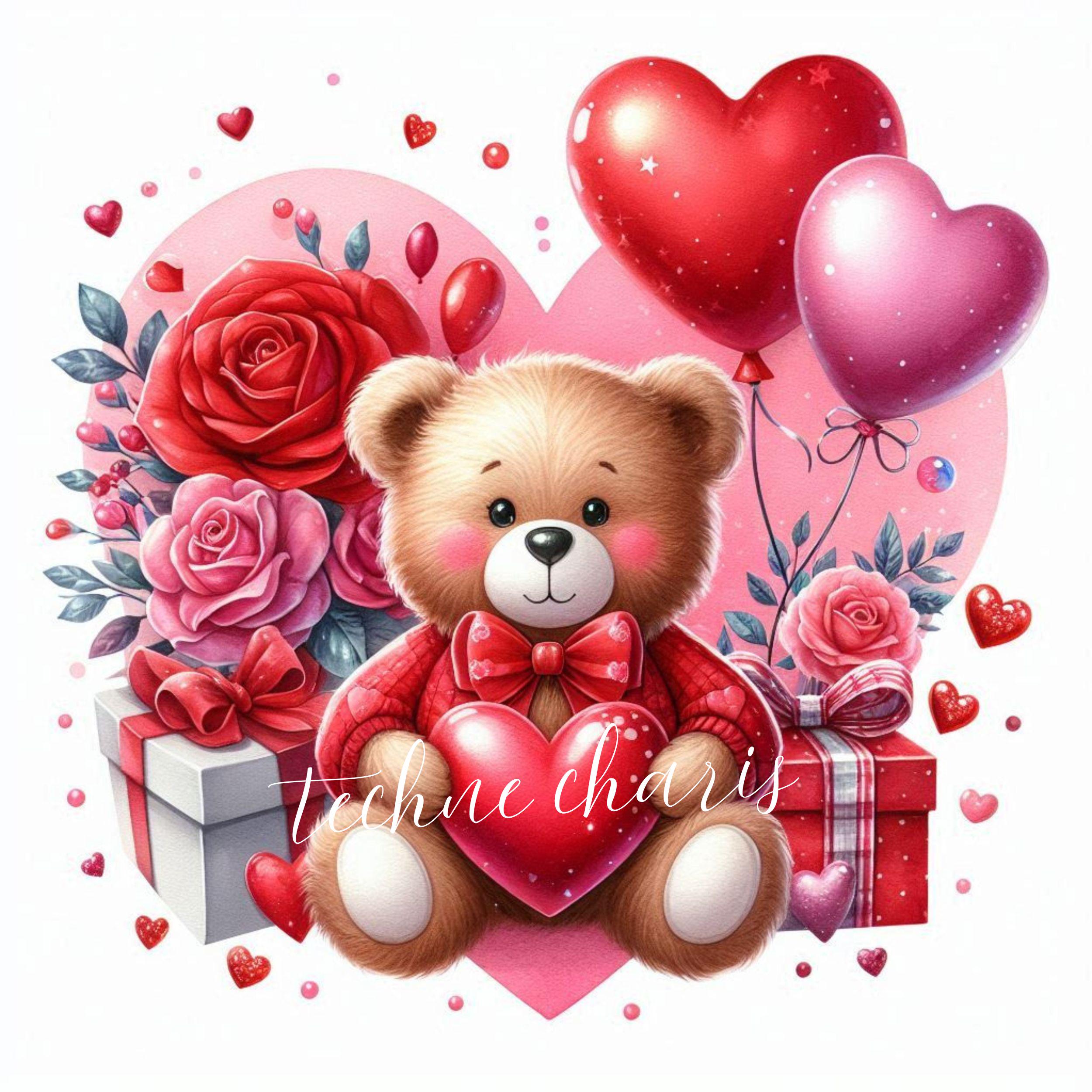 10 Watercolor Valentines Teddy Bear Clipart, Card Crafting (digital ...