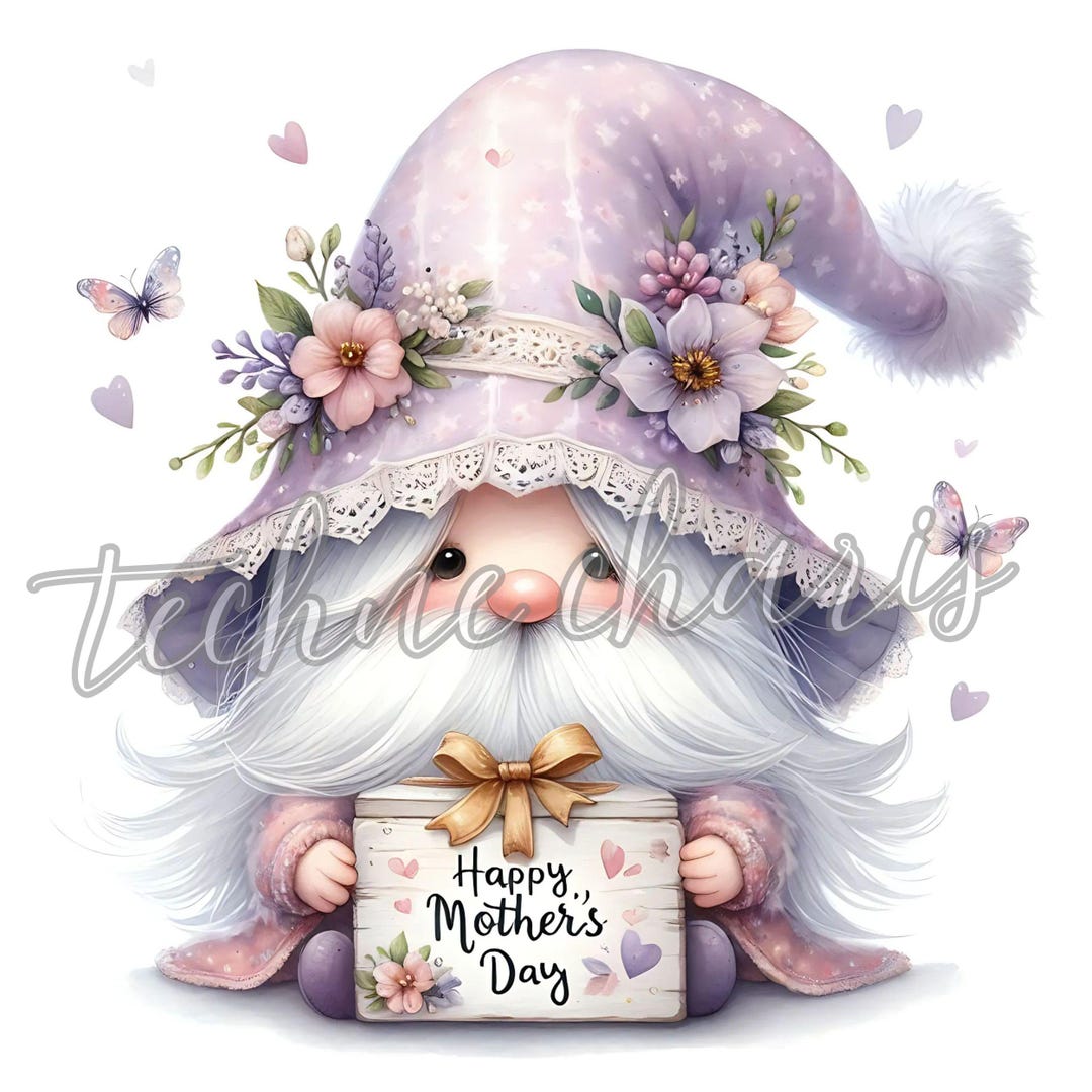 Happy Mother's Day Gnome Cliparts | Watercolor Gnome Clipart | Spring ...