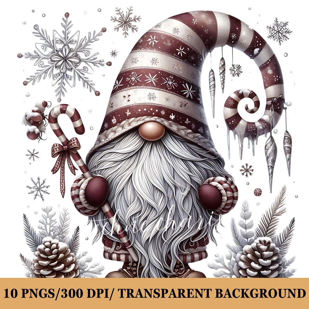 Snow Flake Winter Gnome Clipart 10 High Res Watercolor Pngs Winter ...