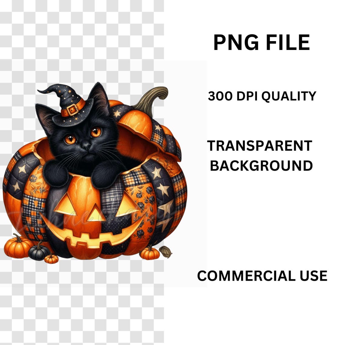 Black Cat Pumpkin Patch PNG | Halloween Witch Kitten Clipart (10 PNG ...