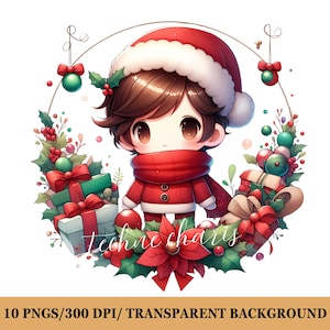 Cute Christmas Chibi Girl Clipart, Chibi Png, Kawaii Png, Cute ...
