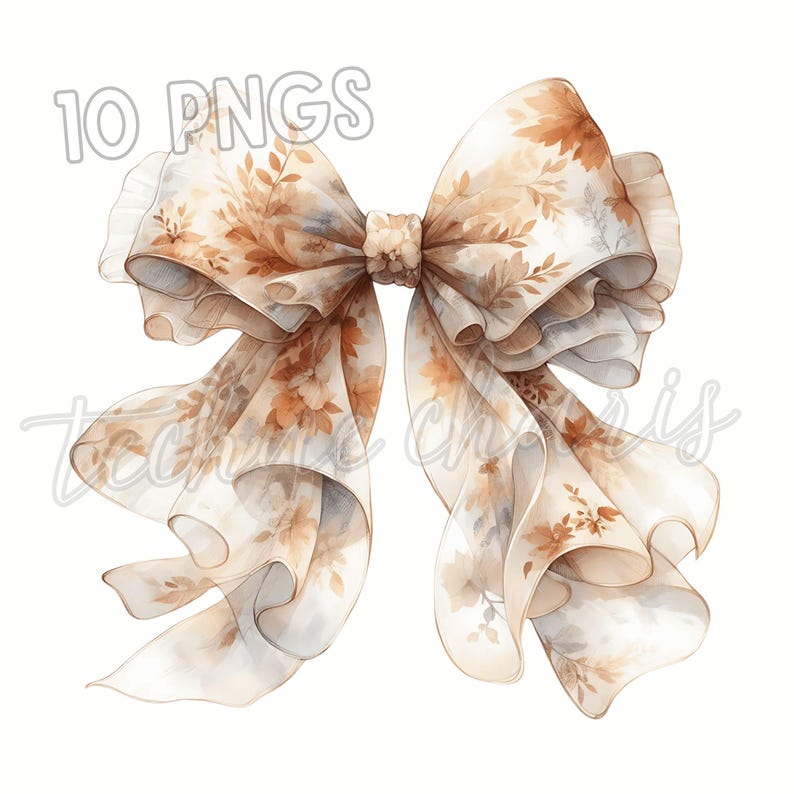 Autumn Coquette Bow PNG Clipart | 10 Fall Aesthetic Bows | Watercolor ...