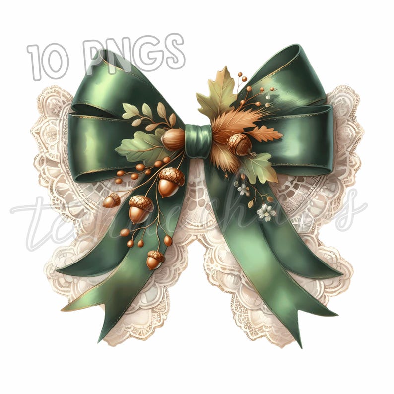 Autumn Coquette Bow PNG Clipart | 10 Fall Aesthetic Bows | Watercolor ...