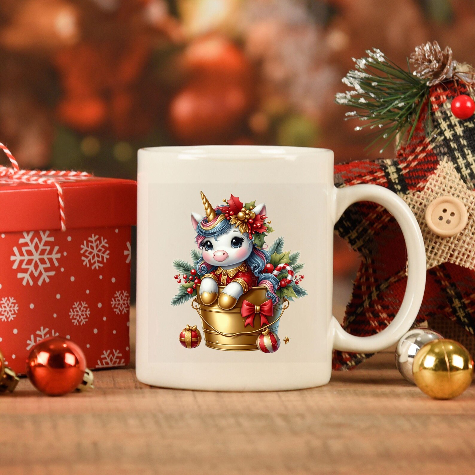 Watercolor Christmas Unicorn Clipart Bundle, 10 Festive PNG (digital ...