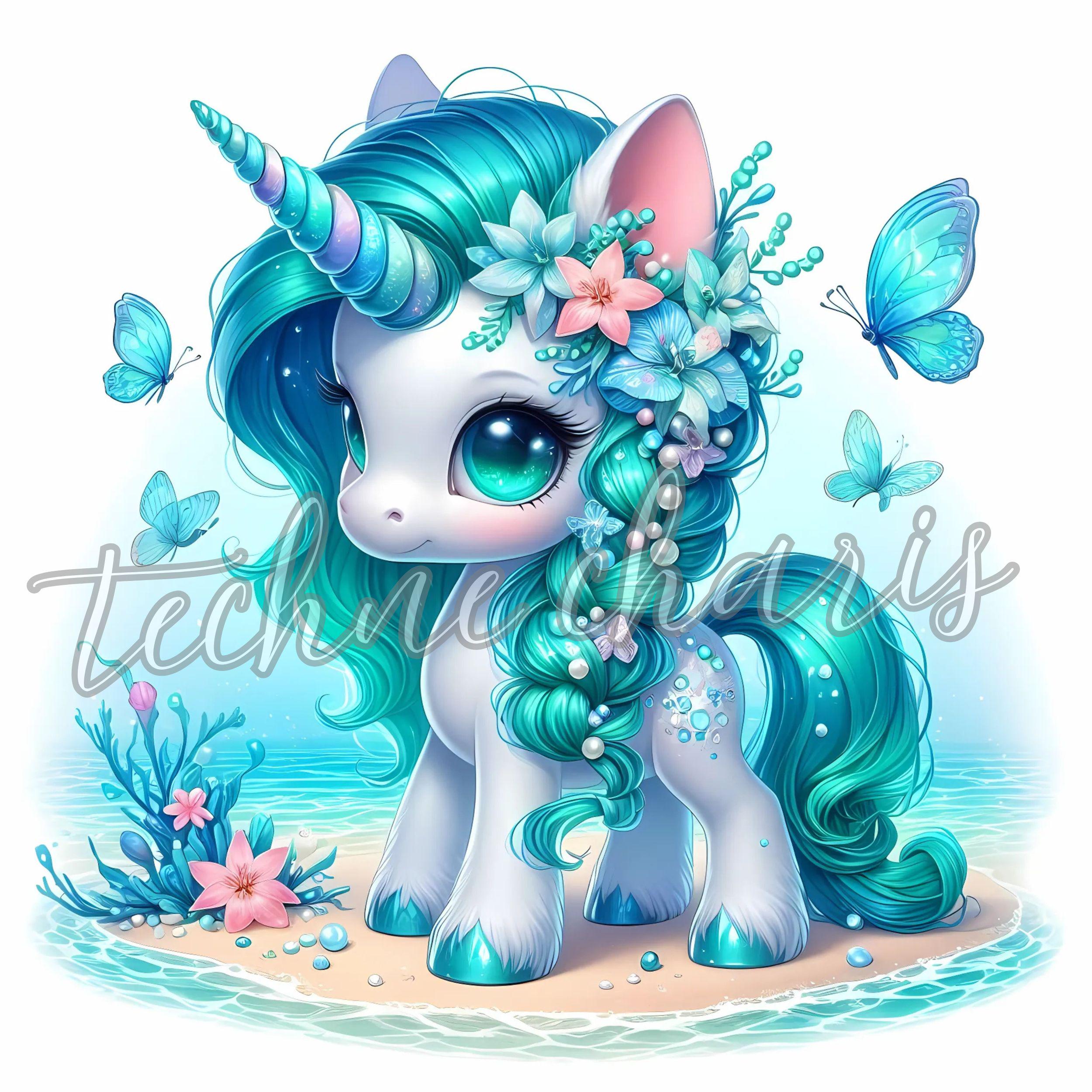 Ocean Breeze Unicorn Clipart | 10 High Quality 300 DPI Jpegs | Summer ...