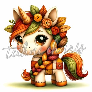 Autumn Unicorn Clipart, 10 High Quality 300 DPI Jpgs, Watercolor Cute ...
