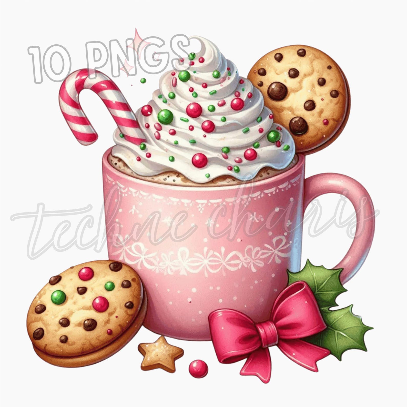 Watercolor Christmas Mug Clipart | 10 Holiday Coffee Cup PNG | Digital ...
