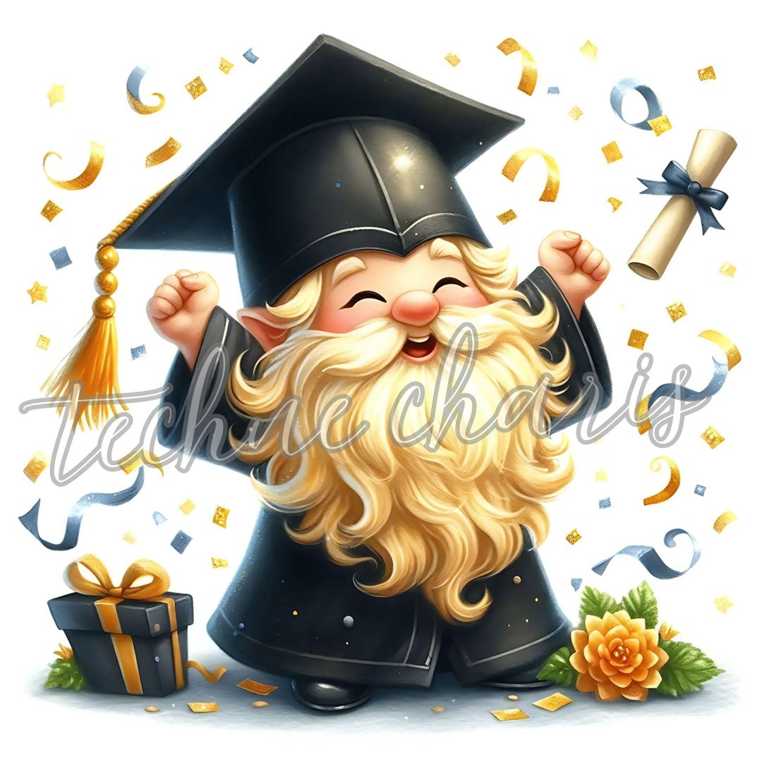 Graduation Gnome Clipart | Set of 10 High-quality 300 DPI Jpegs ...