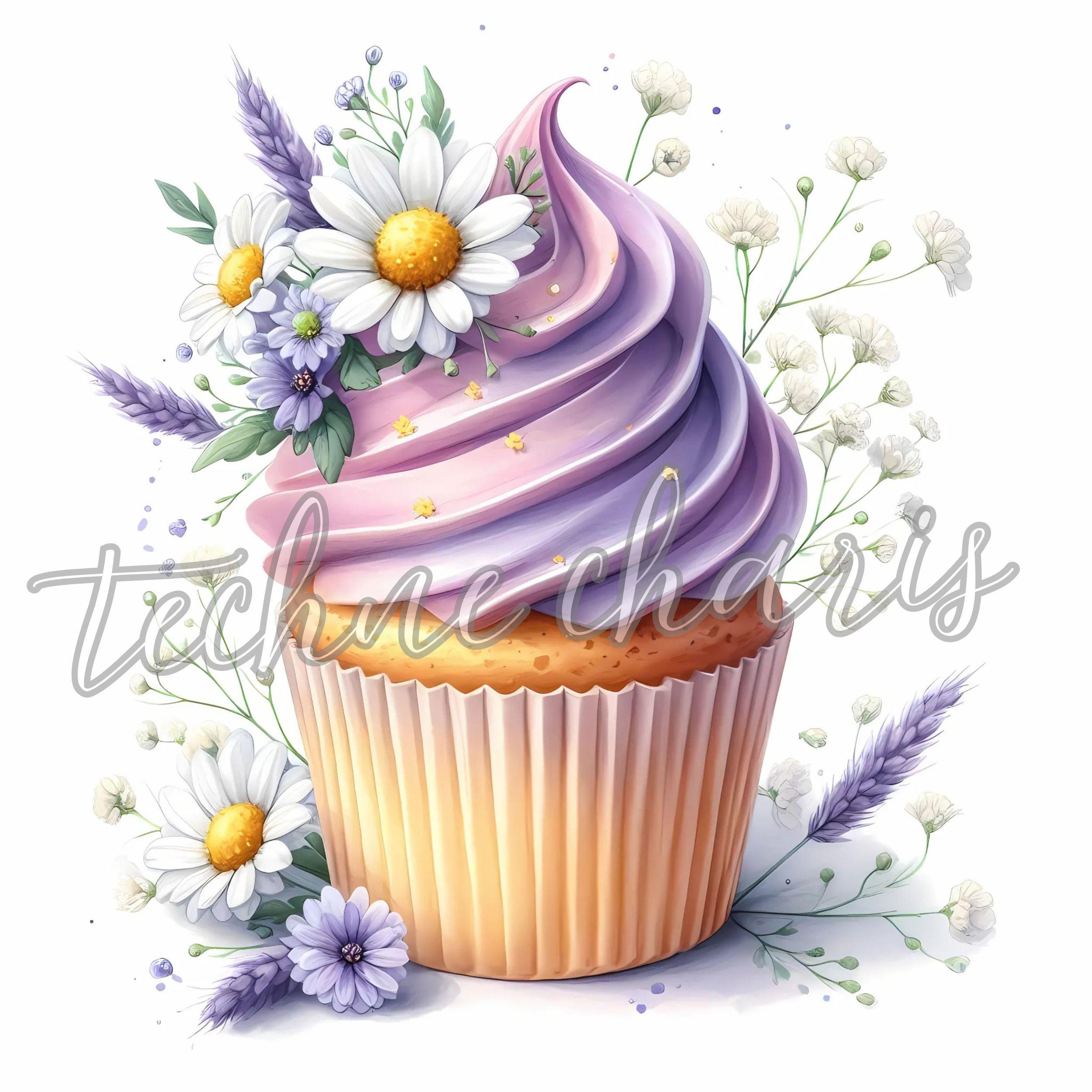 Spring Flowers Cupcake Clipart | 10 High-quality 300 DPI Jpgs | Floral ...