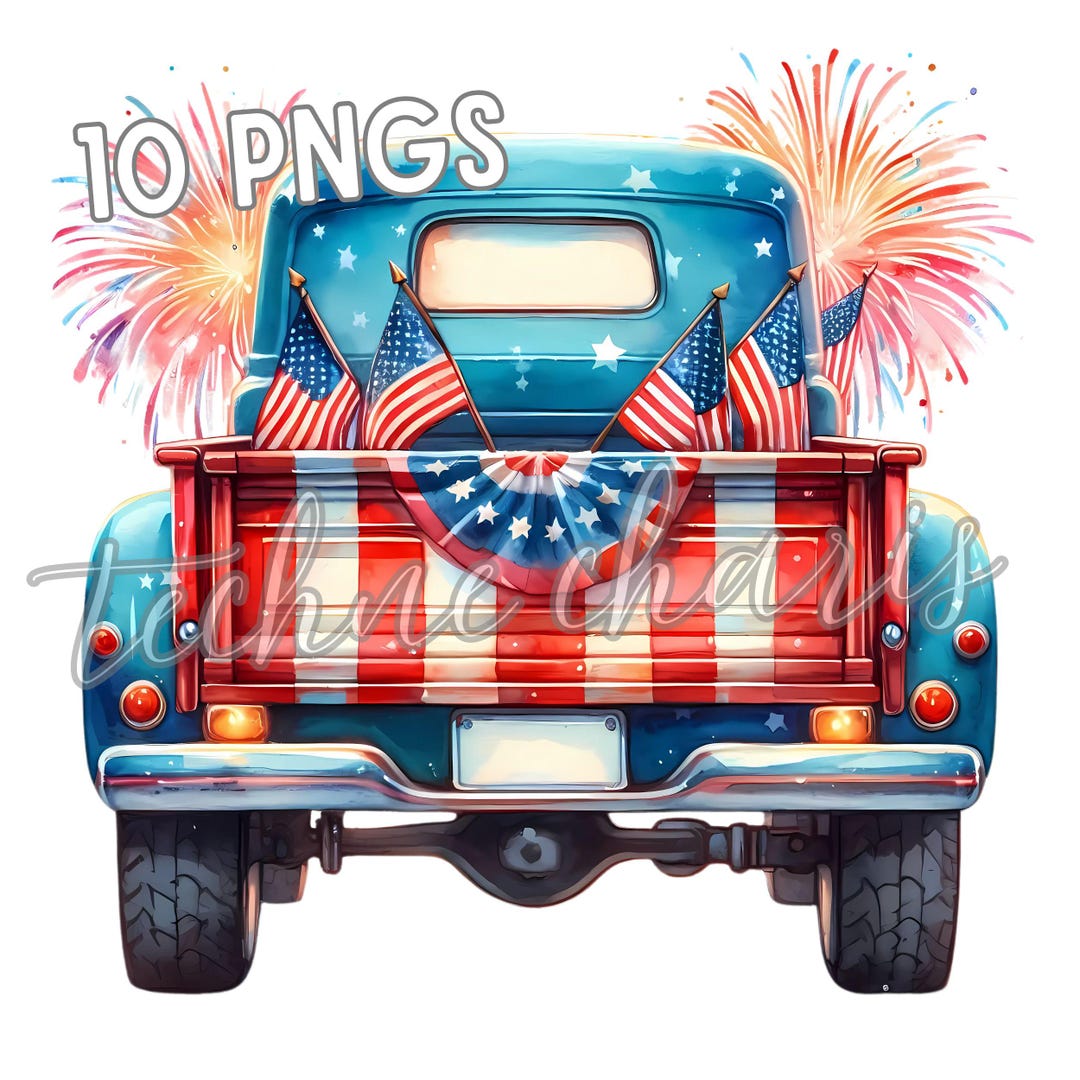 Patriotic Truck PNG Clipart | 4th of July Vintage Truck With USA Flag ...
