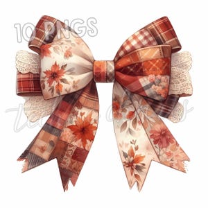 Autumn Coquette Bow PNG Clipart | 10 Fall Aesthetic Bows | Watercolor ...