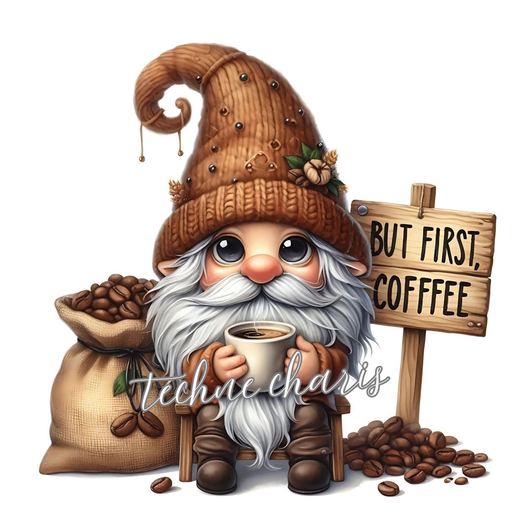 Watercolor Coffee Gnome Clipart | 10 High Quality 300 DPI Jpgs | Coffee ...