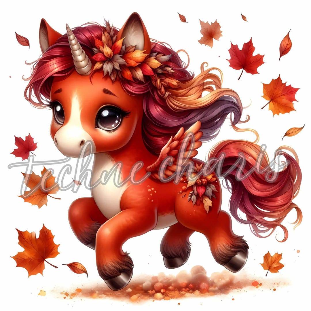 Maple Whirl Autumn Unicorn Clipart | 10 High Quality 300 DPI Jpgs ...