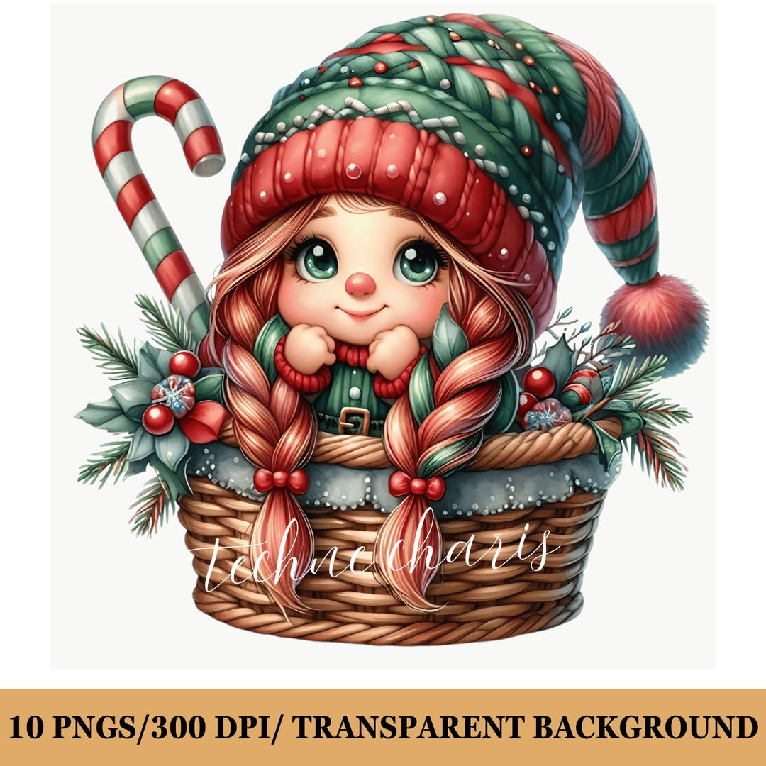 Christmas Girl Gnome Clipart 10 High Quality 300 DPI Pngs Cute Gnomes ...