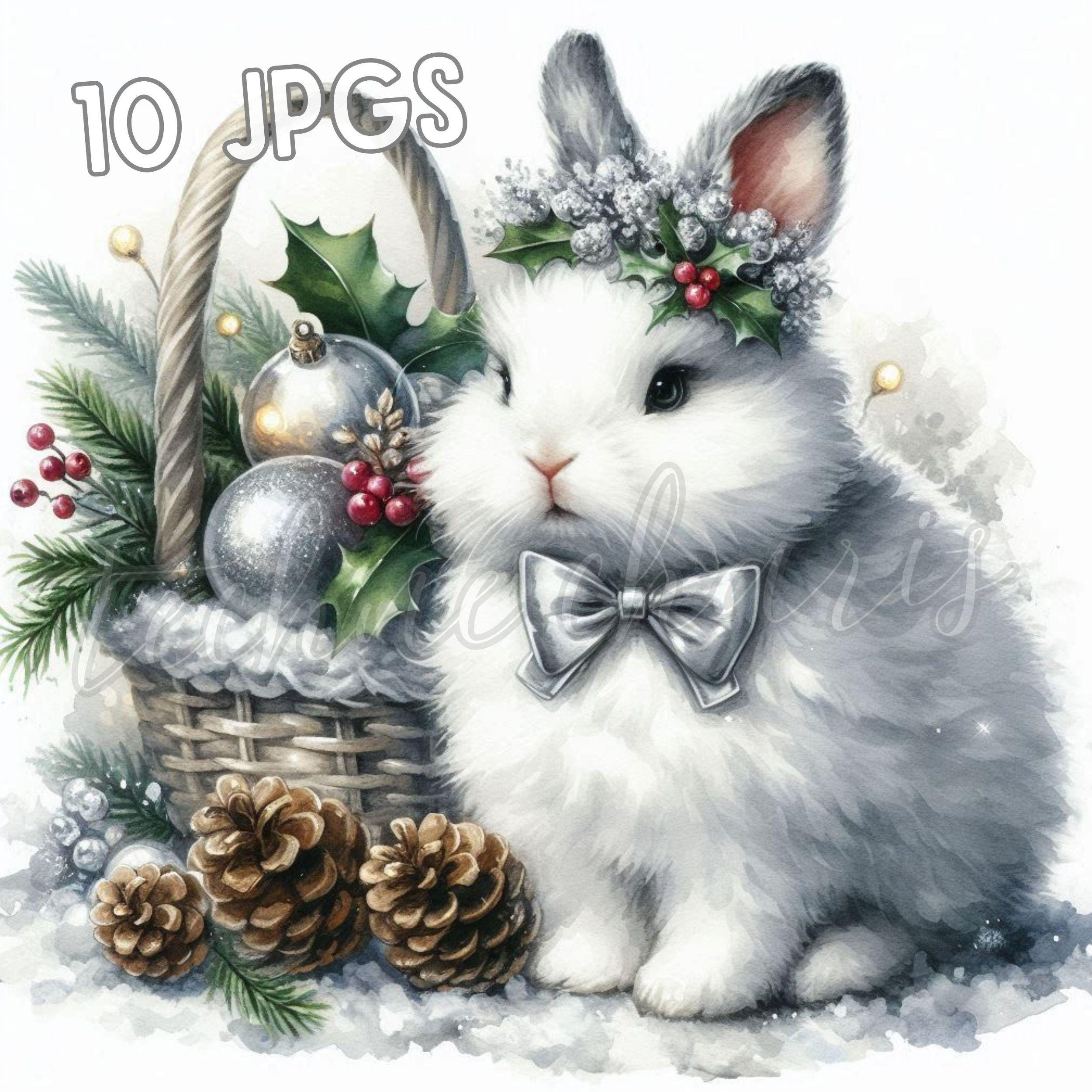 Christmas Animals Clip Art Bundle | 10 High Res Watercolor Jpgs | Cute ...