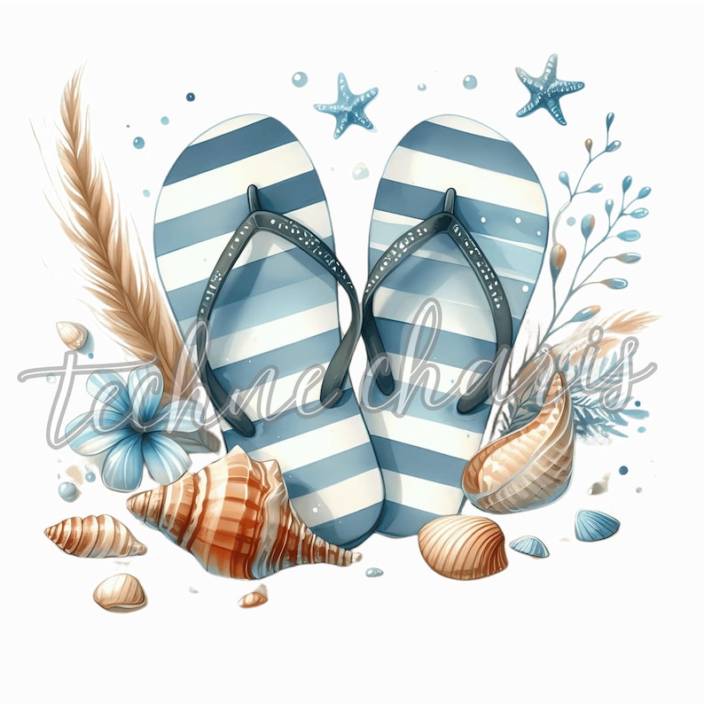 Watercolor Nautical Clipart, Beach & Ocean PNG (instant Download) - Etsy