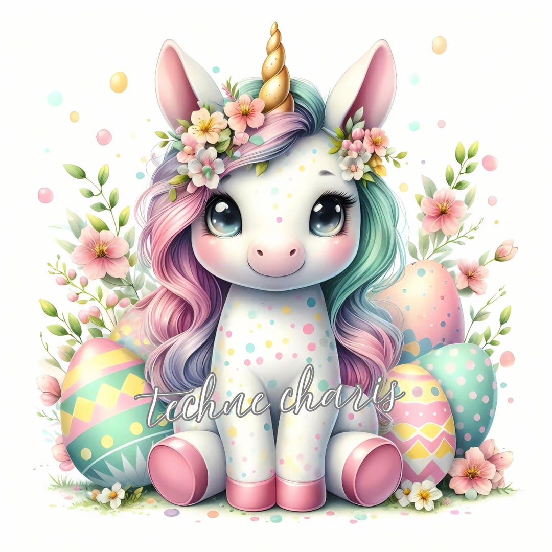 Floral Easter Unicorn Clipart | 10 High Resolution 300 DPI Jpegs ...