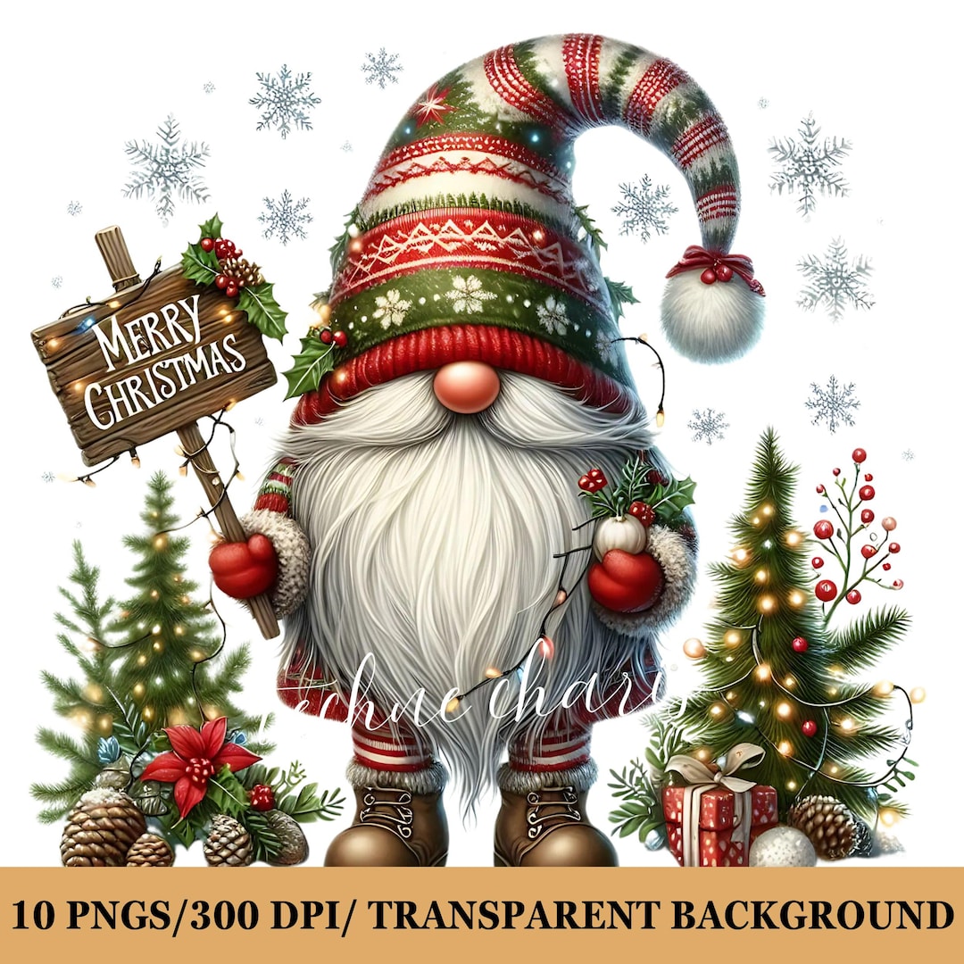 Merry Christmas Gnome Clipart, Gnome Clipart, Christmas Clipart, Winter ...