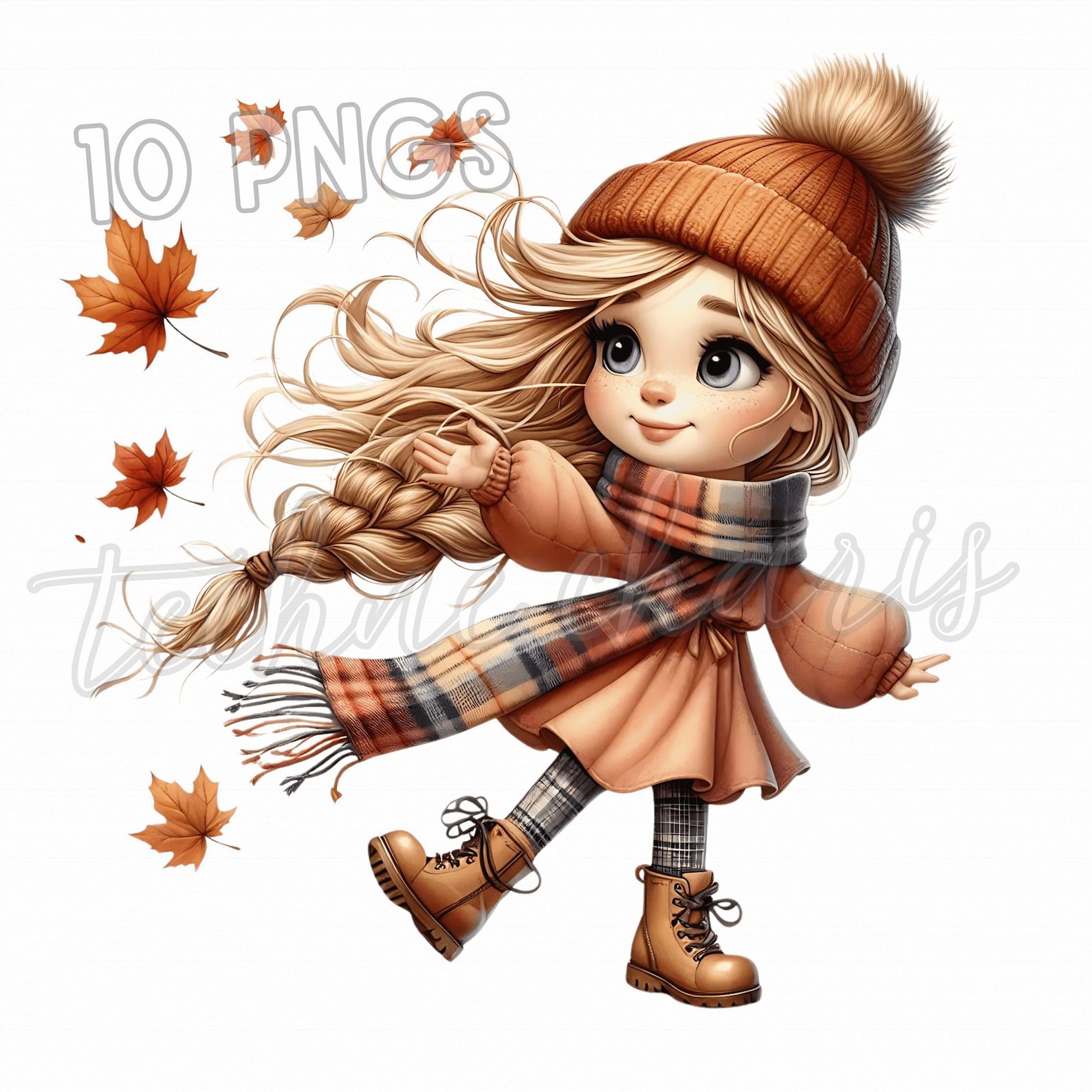 Fall Girl PNG Clipart, Cozy Autumn Maple Leaf Graphics (digital ...