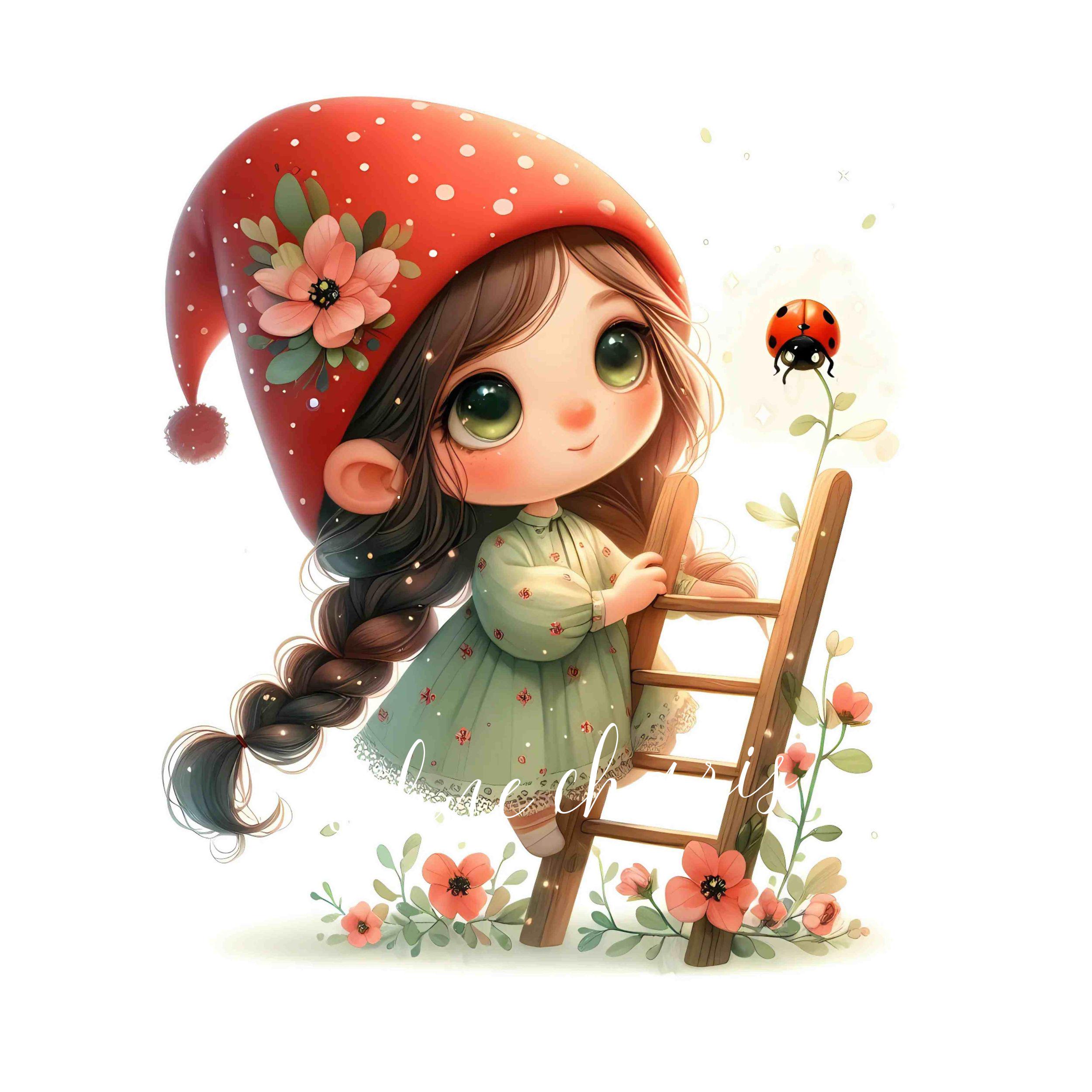 Ladybug Gnome Clipart | 10 High-quality 300 DPI Jpegs | Cute Spring ...