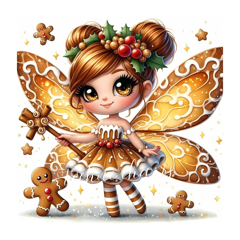 Gingerbread Gnome Fairy Clipart | 10 High-quality 300 DPI Jpegs ...