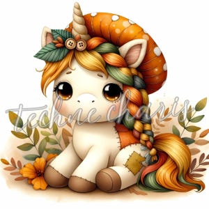 Autumn Unicorn Clipart, 10 High Quality 300 DPI Jpgs, Watercolor Cute ...
