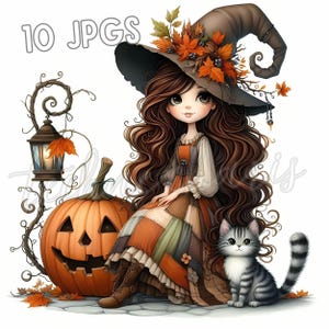 Halloween Witch Girl Clipart, Set of 10 High Quality 300 DPI Jpegs ...