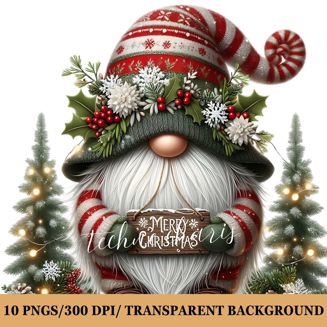 Watercolor Christmas Gnome Clipart Bundle, Festive Printables (PNG) - Etsy