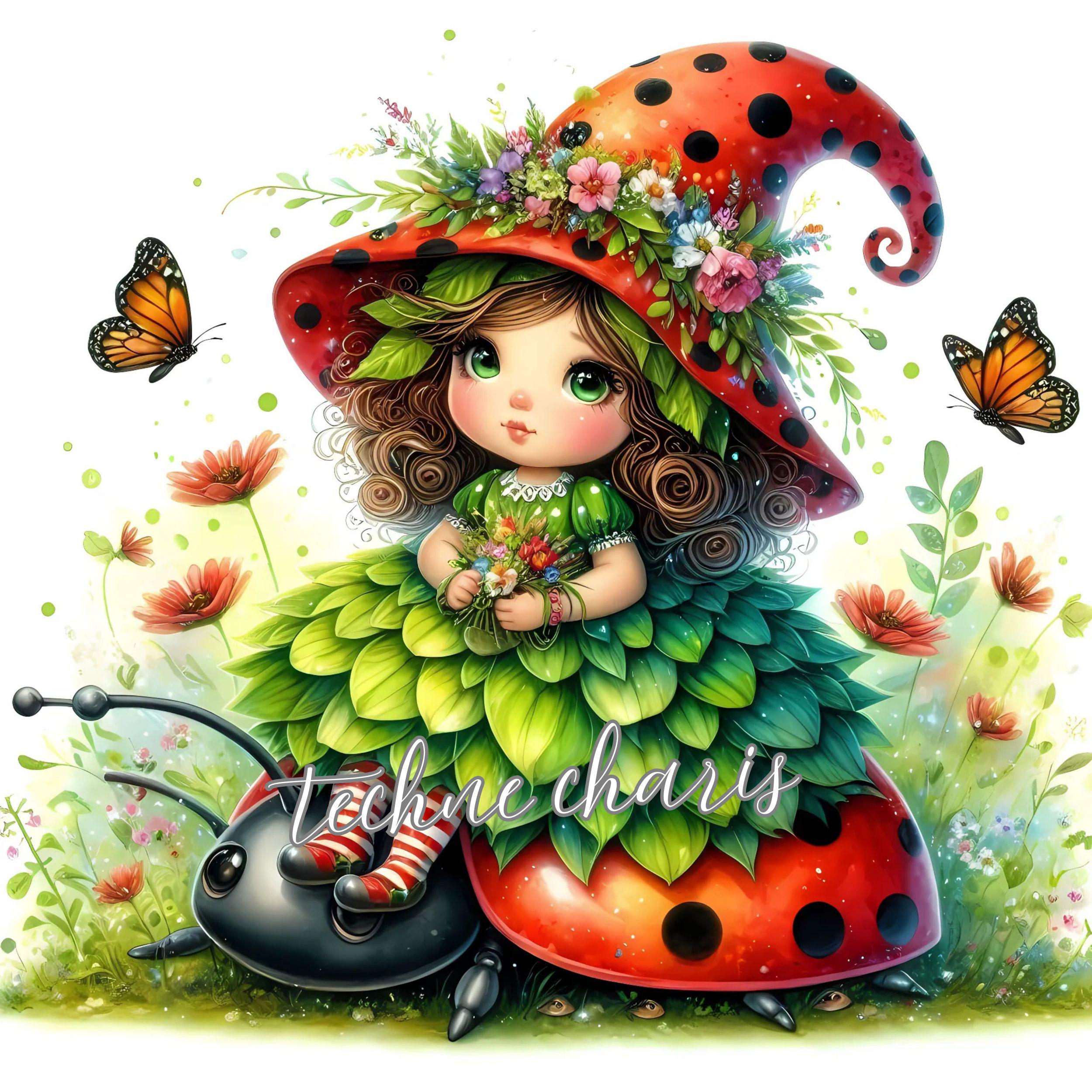 Ladybug Gnome Clipart | 10 High-quality Jpgs | Spring Gnome, Digital ...