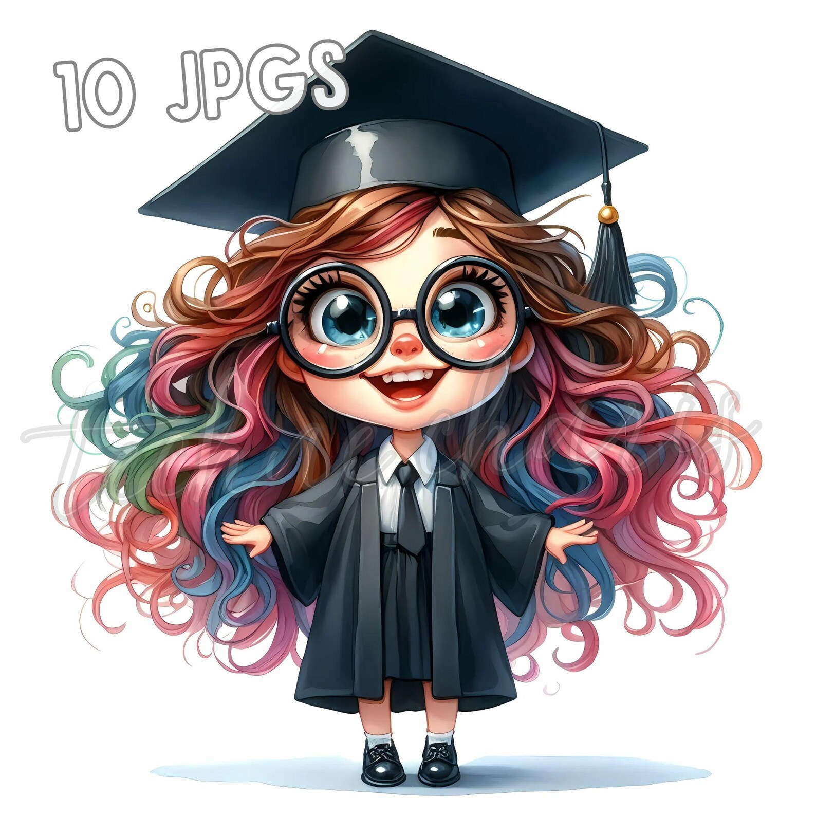 Whimsical Girl Graduate Clipart Bundle – 10 Graduation Theme Jpgs, 300 ...
