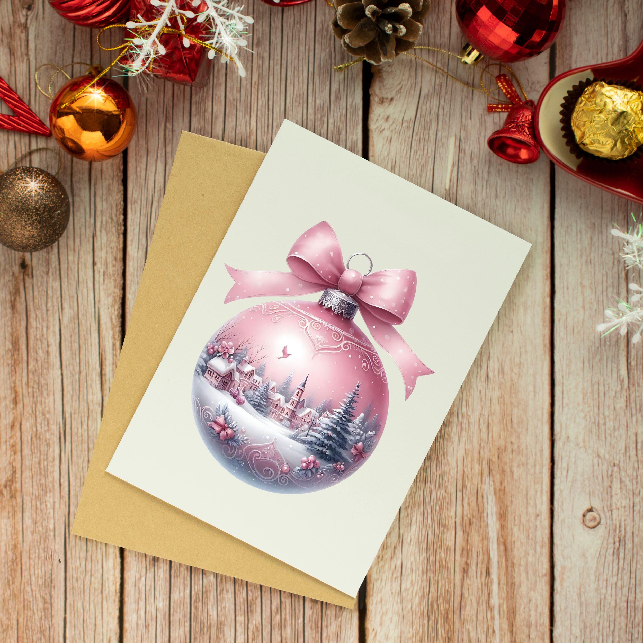 Pink Christmas Ornament Clipart Bundle, Holiday Baubles PNG (digital ...