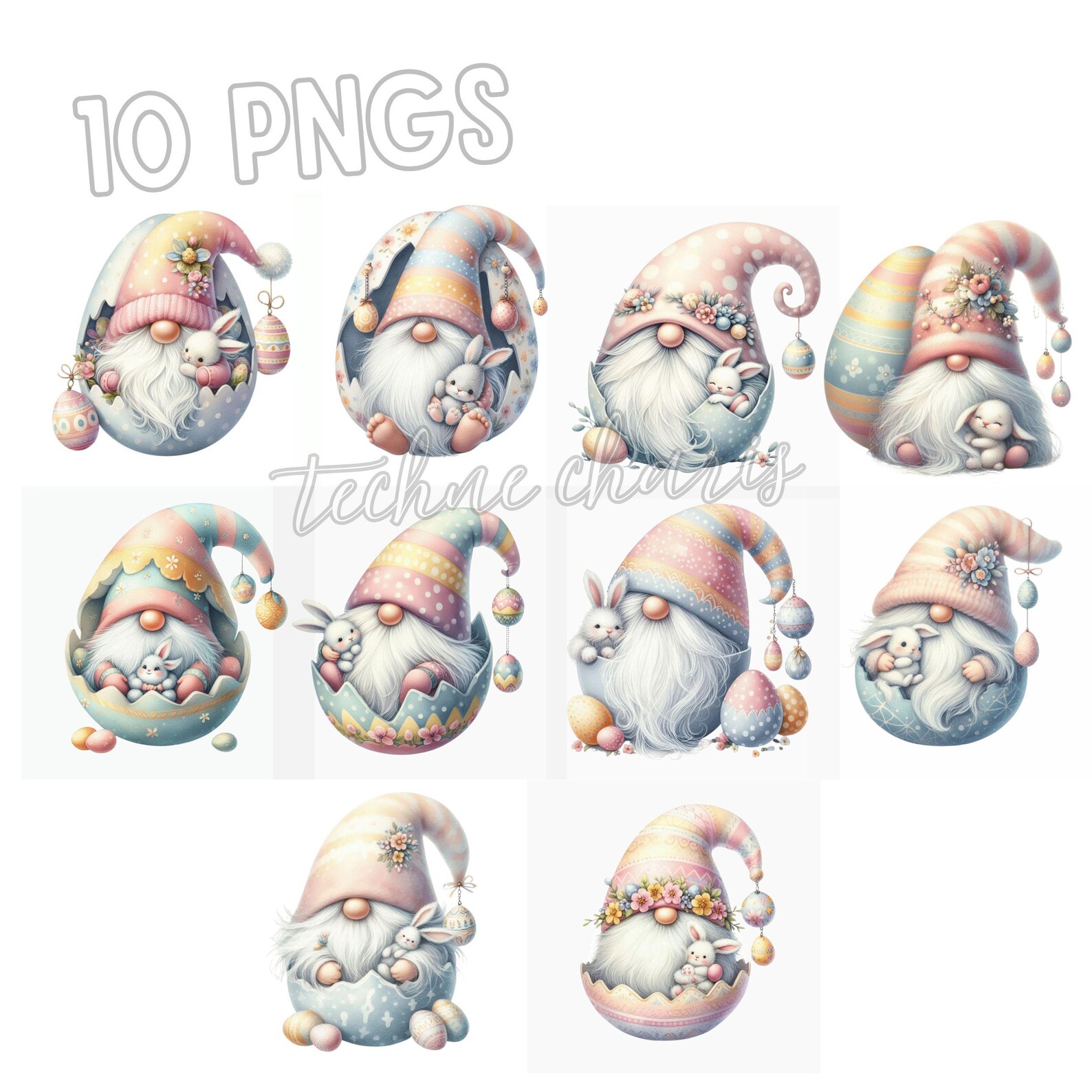 Easter Egg Gnome Clipart – Spring Gnome PNG Set for Cards & Invitations ...