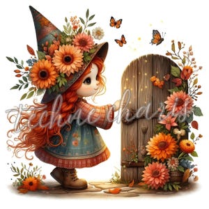 Whimsical Floral Garden Gnome Clipart | Set of 10 High Quality 300 DPI ...