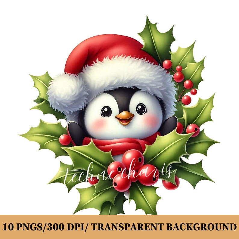 Watercolor Christmas Animals Clipart, Set of 10 Woodland PNG (digital ...