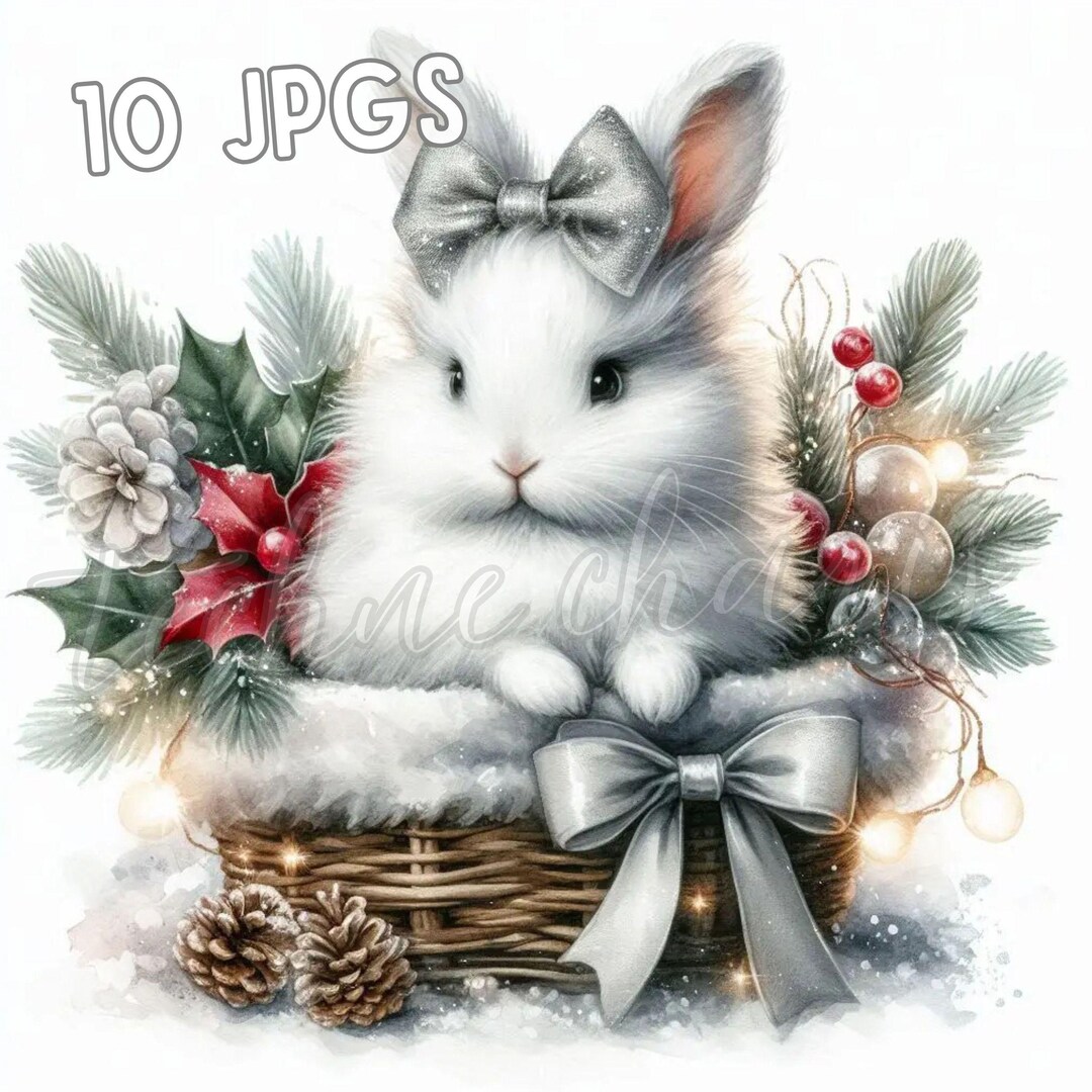 Christmas Animals Clip Art Bundle | 10 High Res Watercolor Jpgs | Cute ...