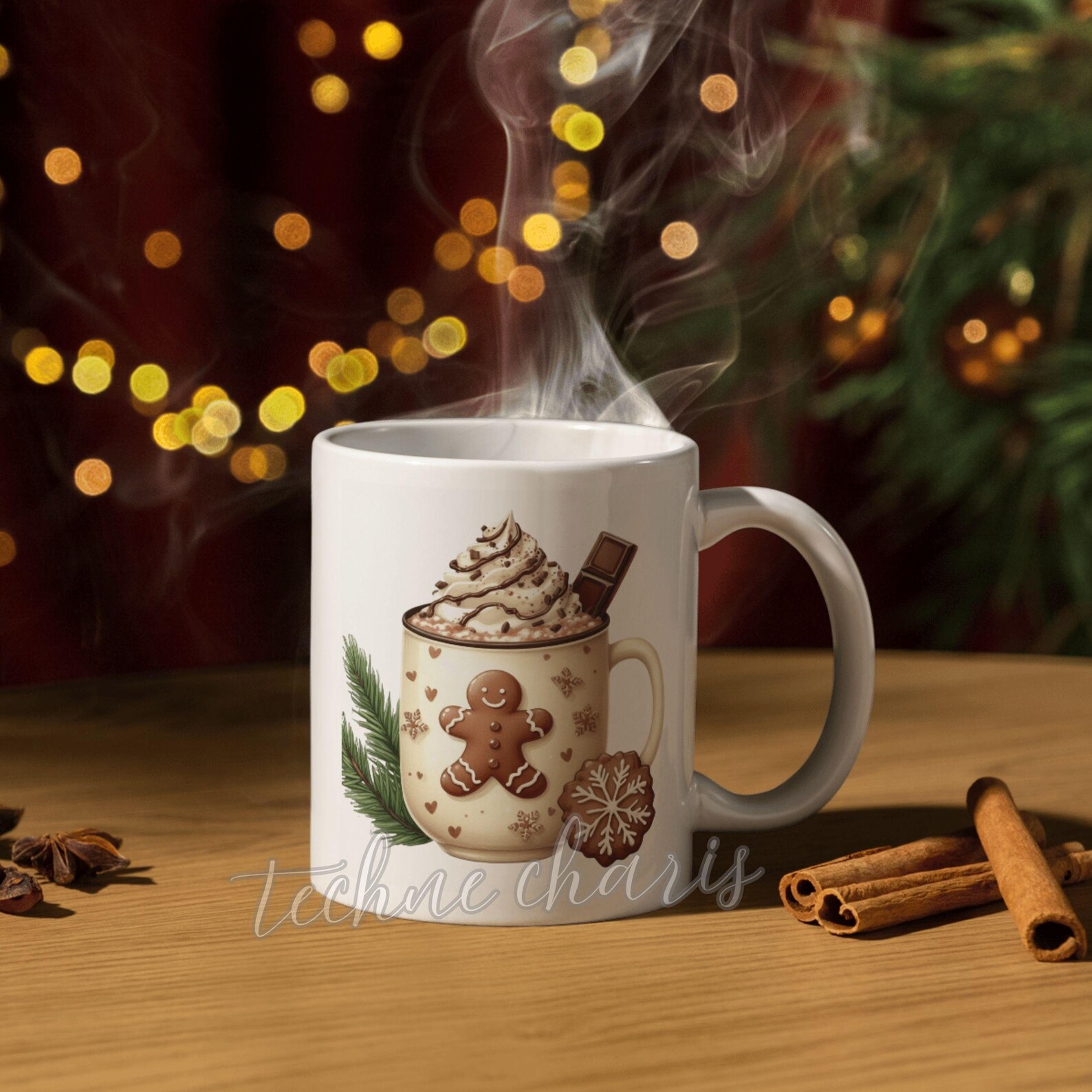 Watercolor Christmas Mug Clipart | 10 Holiday Coffee Cup PNG | Digital ...